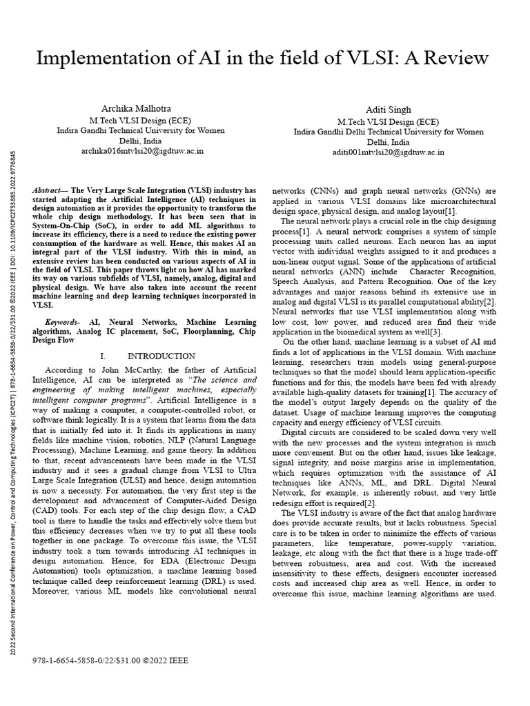 AI Integration in VLSI Design Review | PDF | Machine Learning ...