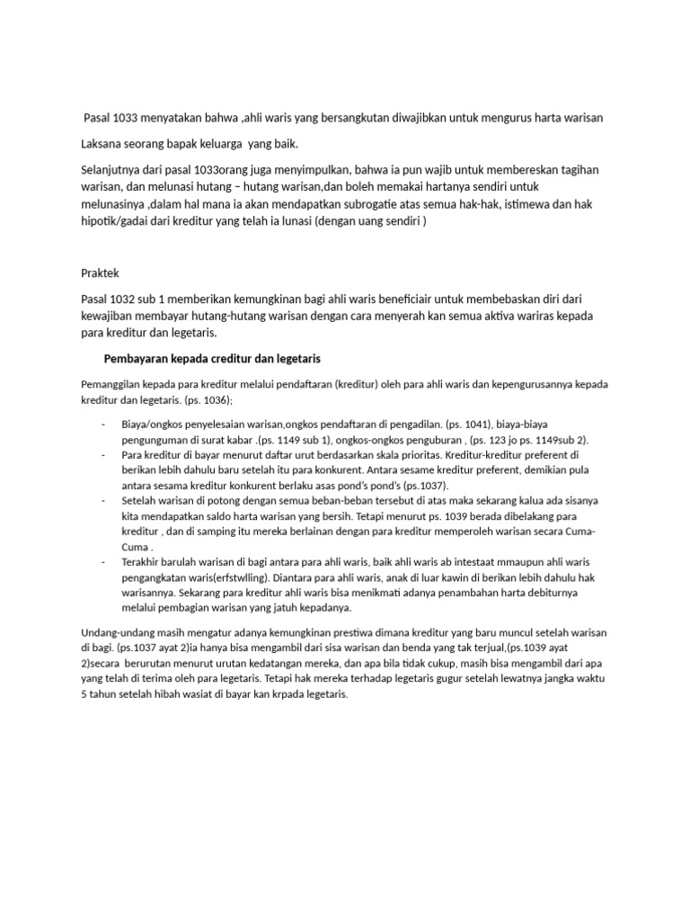 Kewajiban Ahli Waris dalam Warisan | PDF