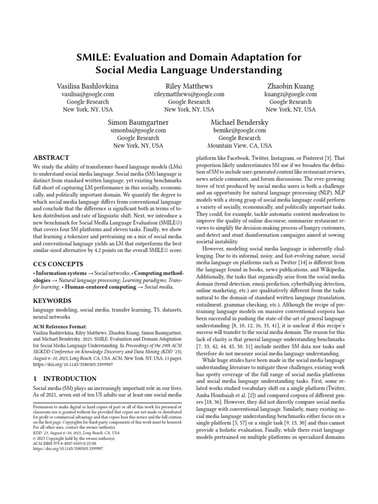 SMILE - Evaluation and Domain Adaptation For Social Media Language ...