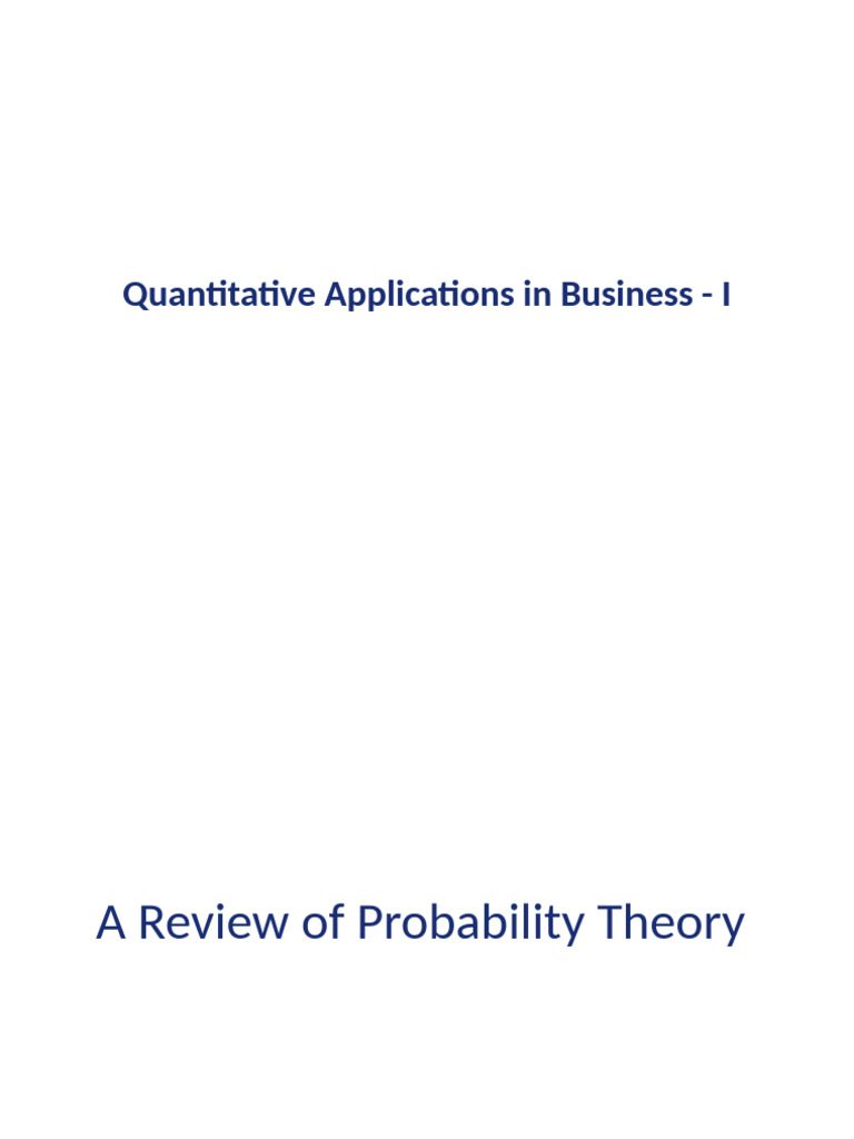 Probability Theory in Business Applications | PDF | Graduate Management ...