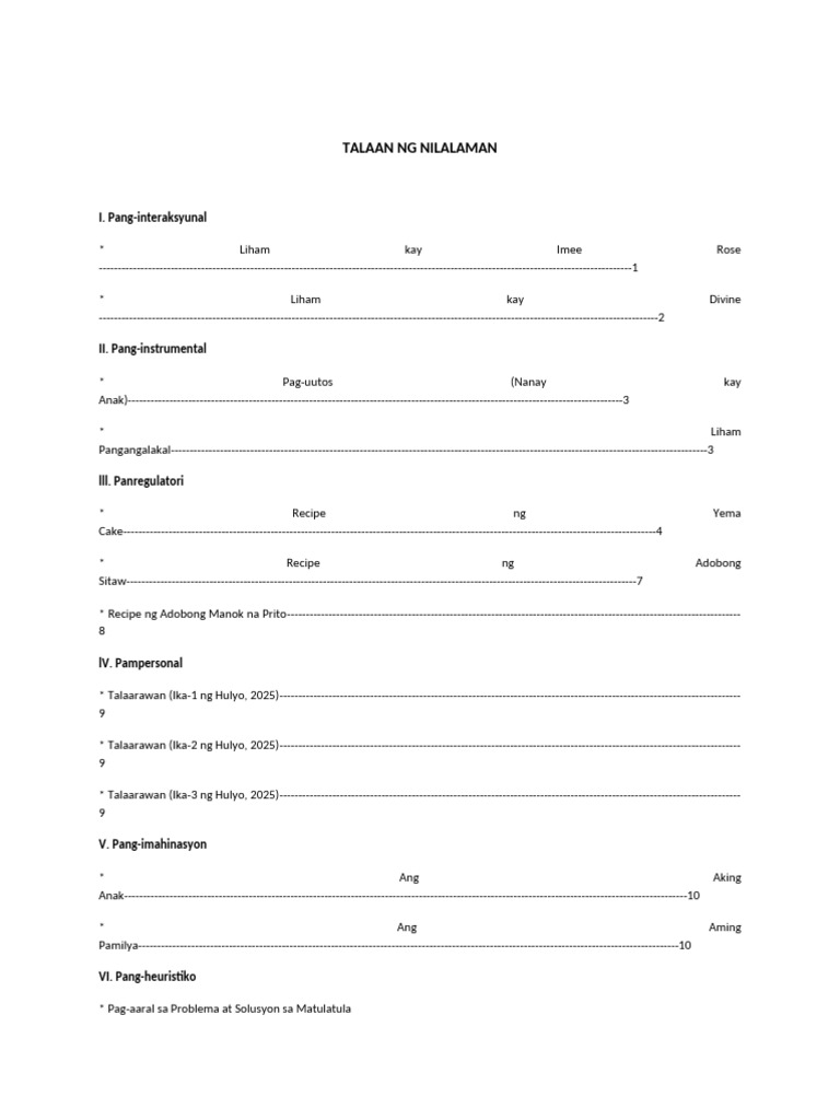 Talaan NG Nilal-Wps Office | PDF