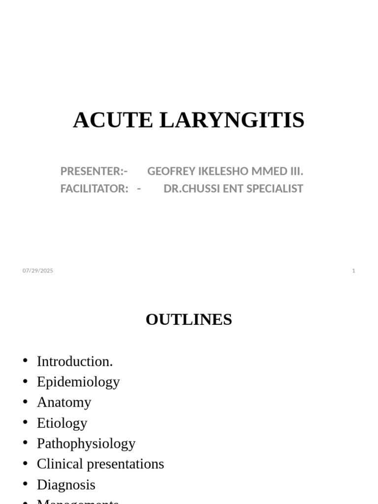 Acute Laryngitis Overview and Management | PDF | Diseases And Disorders ...