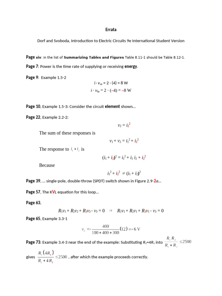 Dorf's Intoduction to Electric Circuits - Global (정오표) | PDF ...