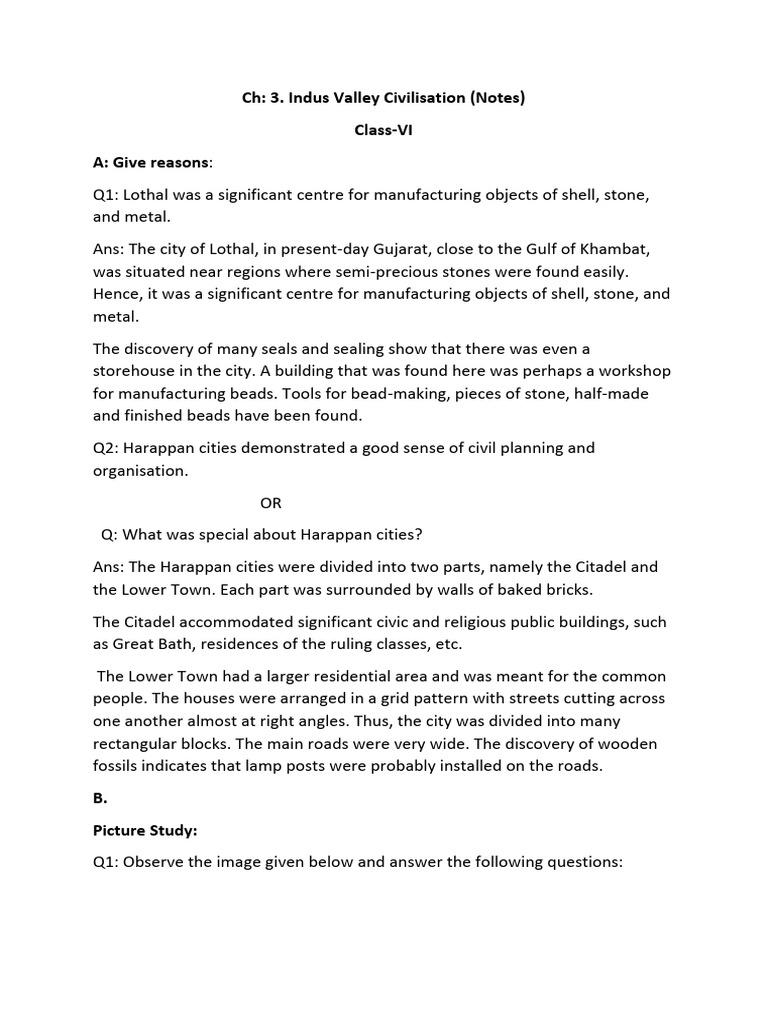 Class-6 Indus Valley Civilization | PDF