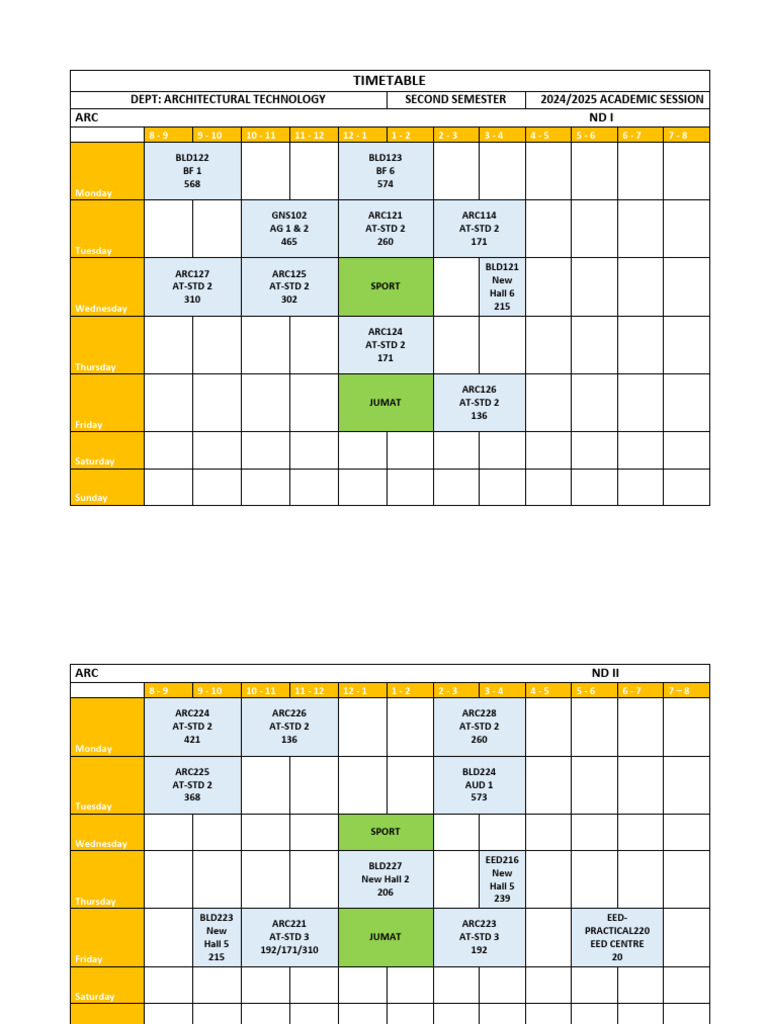 Ses 2nd Semester Timetable 2024 - 2025 | PDF | Schools | Educational Stages