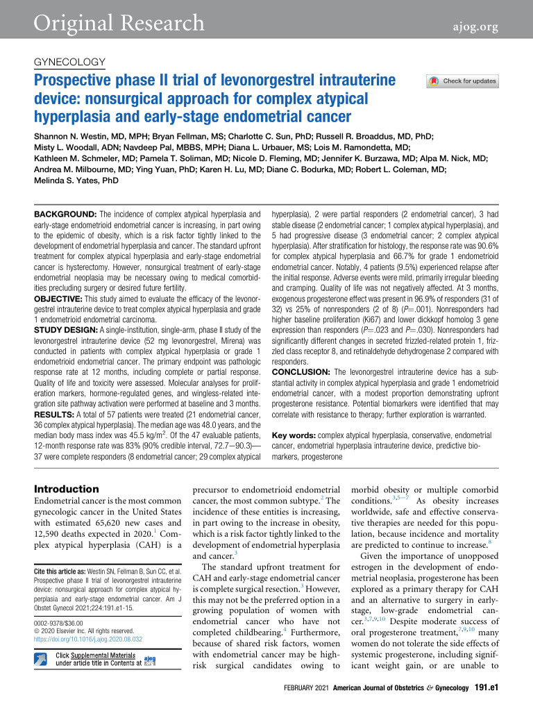 Levonorgestrel IUD for Endometrial Cancer | PDF | Cancer | Clinical ...