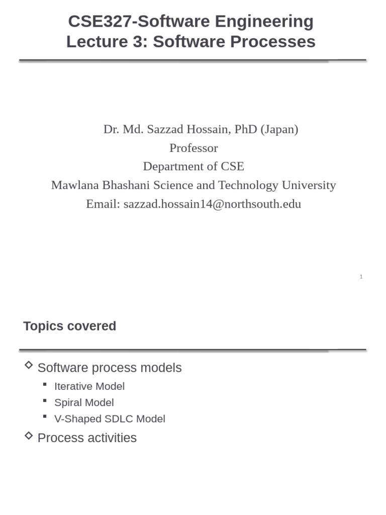 Lecture 03 - CSE327 - SW Processes 1 | PDF | Software Testing ...