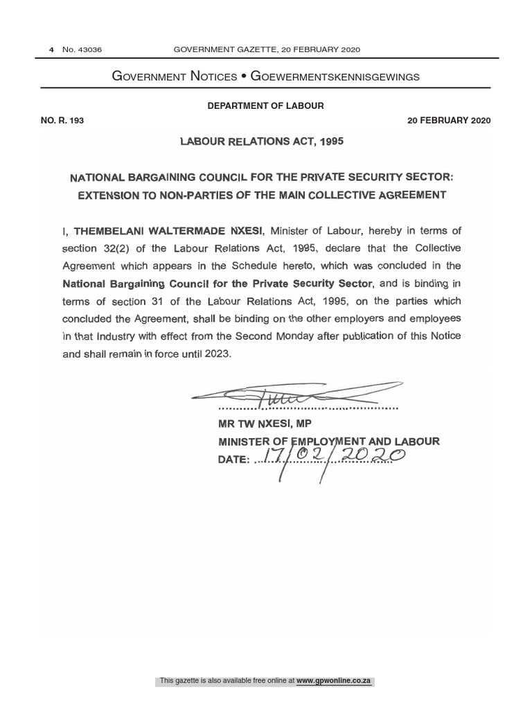 Extension of Security Sector Agreement | PDF | Employment | Overtime