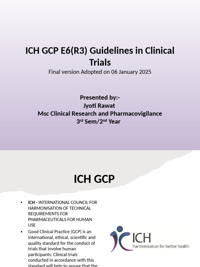 Jyoti Rawat ICH - GCP - E6R3 - Clinical - Trial - Guidelines | PDF ...