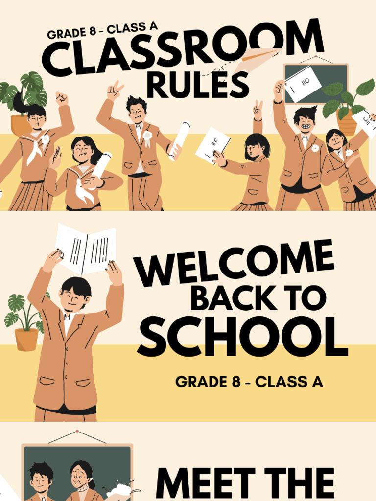 Minimalist Classroom Rules Presentation in Brown and Yellow Background Style | PDF
