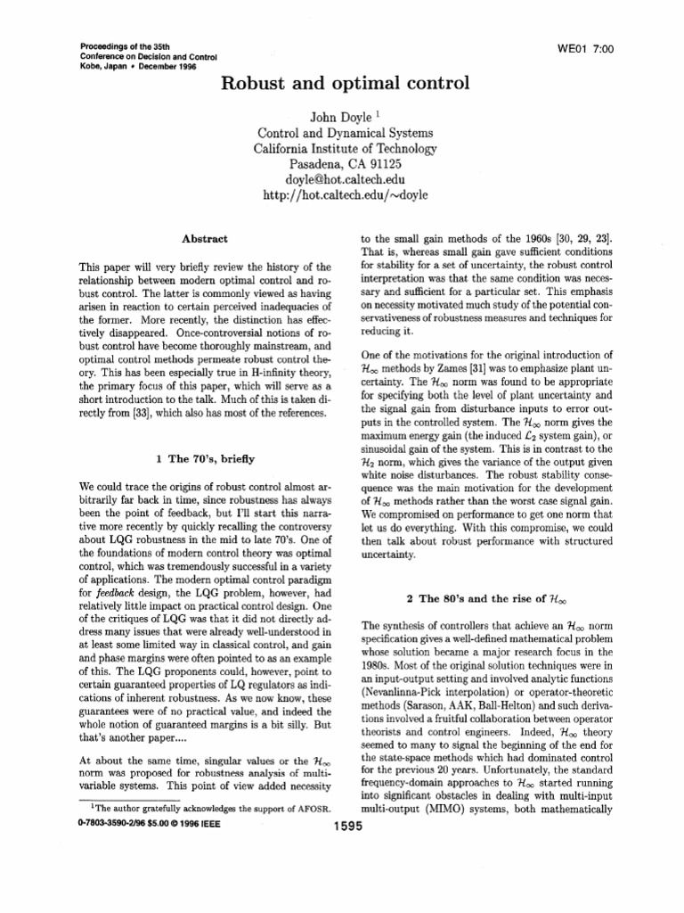 Robust and Optimal Control | PDF | Applied Mathematics | Control Theory