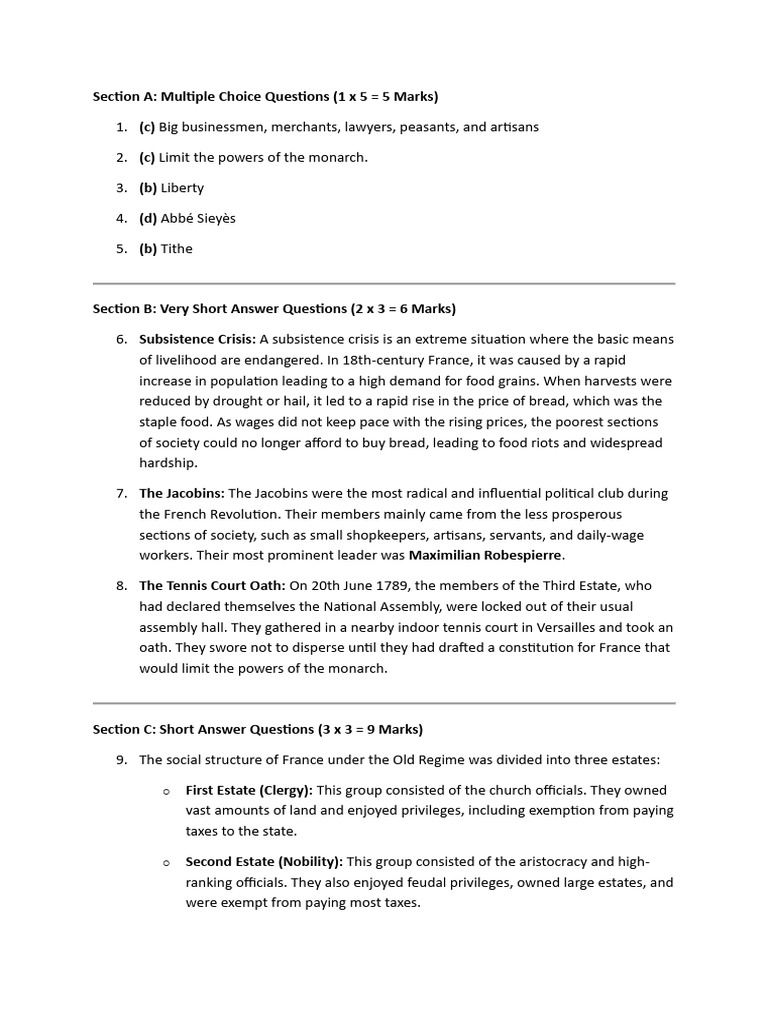 Section A | PDF | Reign Of Terror | French Revolution