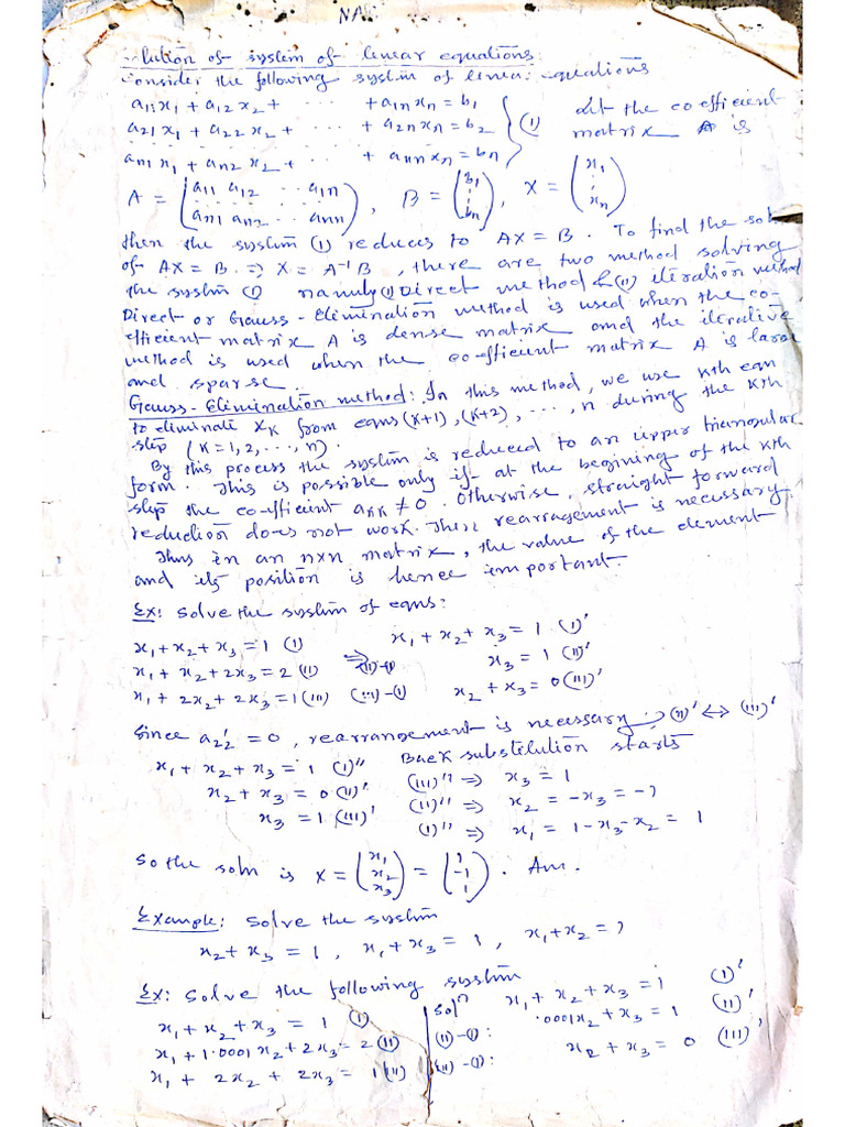 Solution of System of Linear Eqn. | PDF