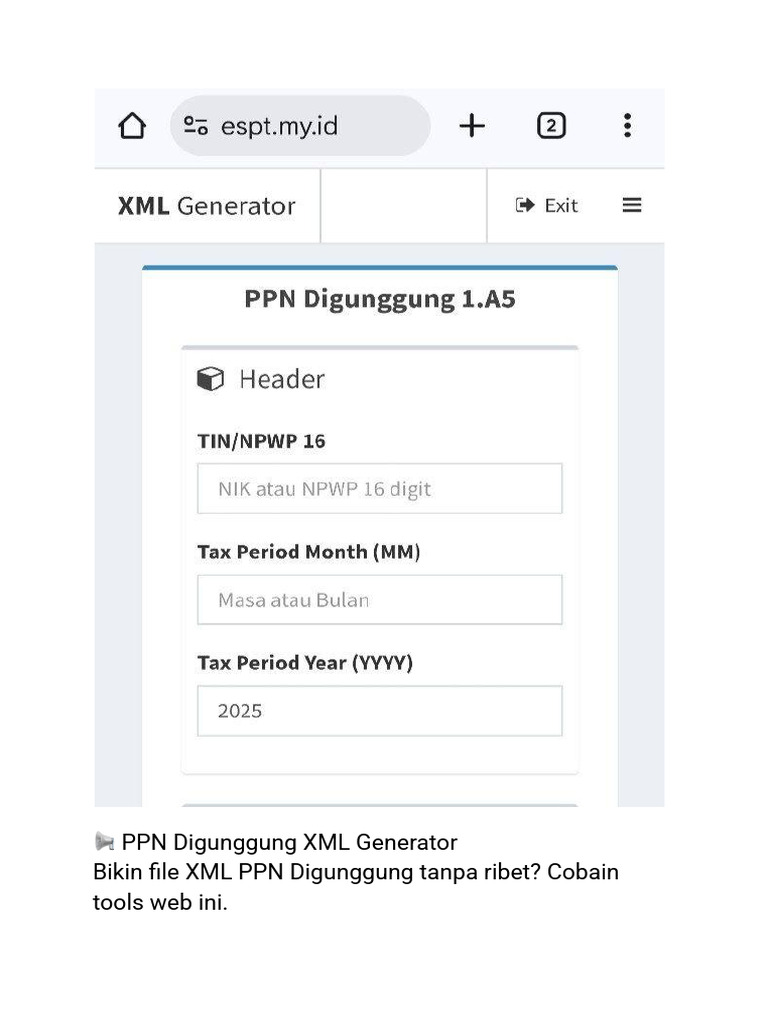 PPN Digunggung XML Generator | PDF