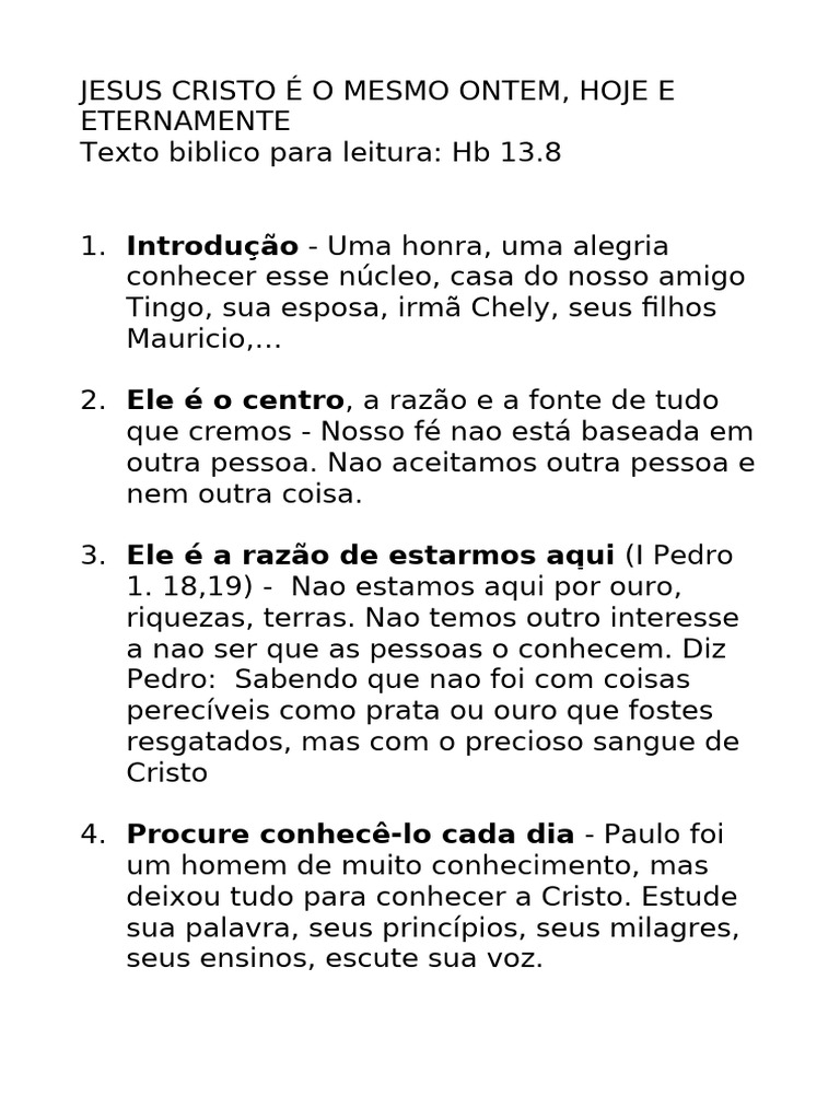 Jesus Cristo É o Mesmo Ontem, Hoje | PDF | Jesus | Fé