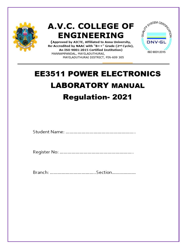 Ee3511 Power Electronics Laboratory | PDF | Electronics | Computer Engineering