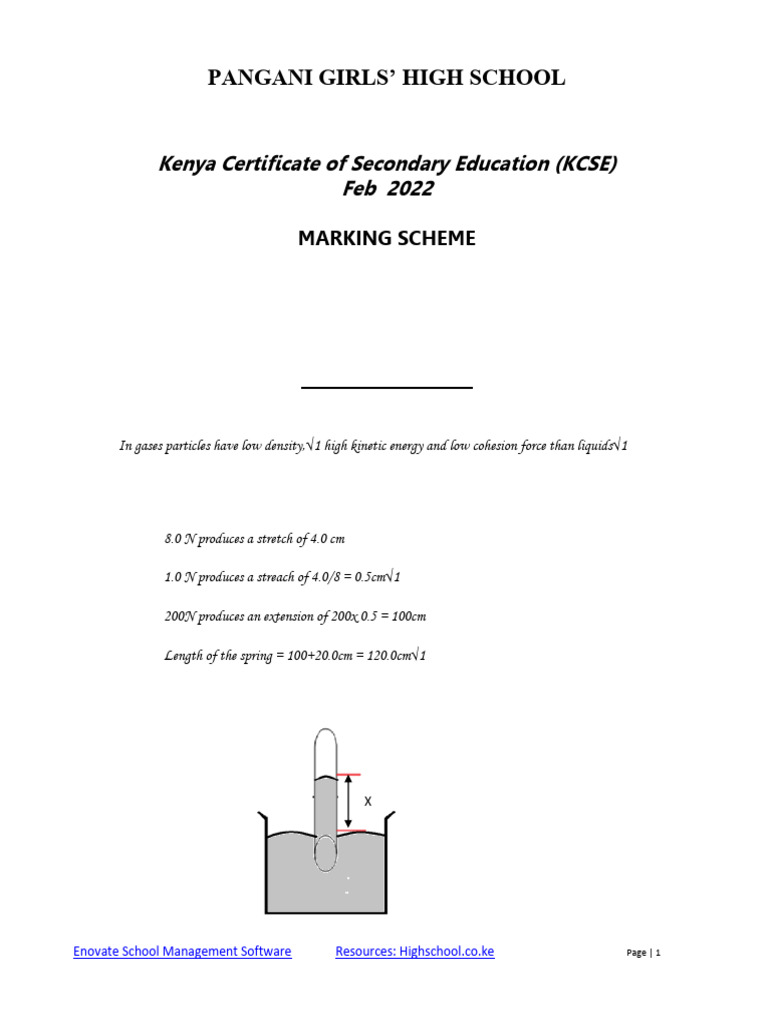 Physics Pp1 Answers - Kcse Mocks - Pangani Girls | PDF | Fluid Dynamics ...