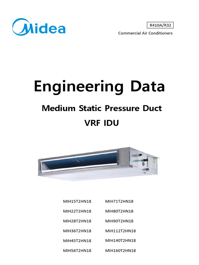 Midea Datos de Ingenieria VRF IDU | PDF | Pressure | Pipe (Fluid ...