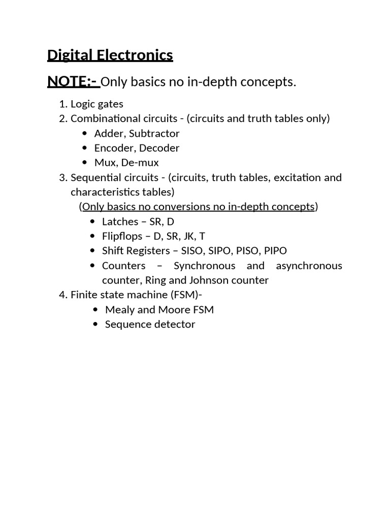Digital Electronics Topics | PDF