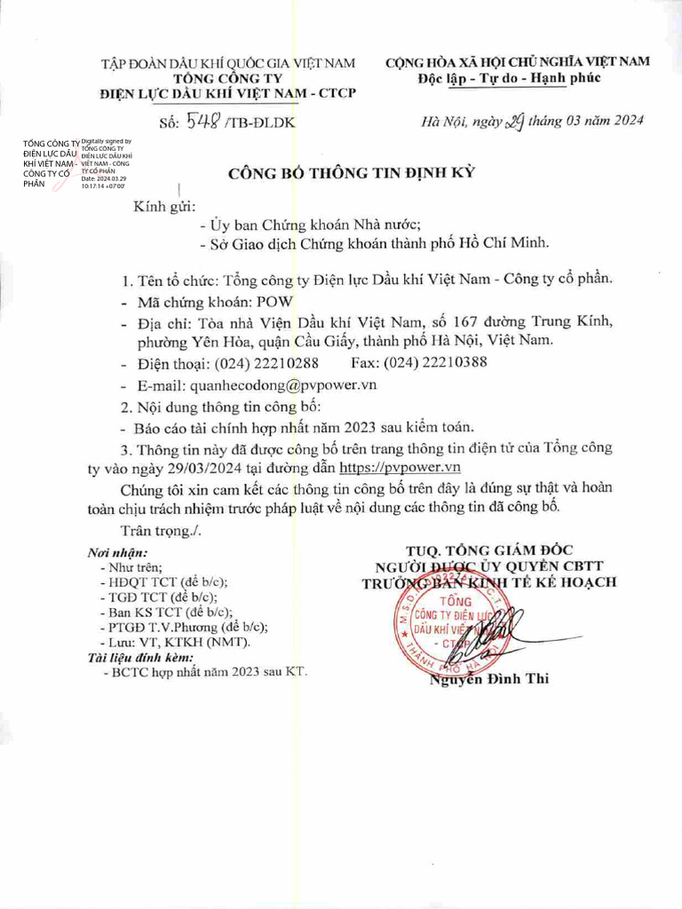 2023 - 20240329 - POW - BCTC Hop Nhat Nam 2023 | PDF