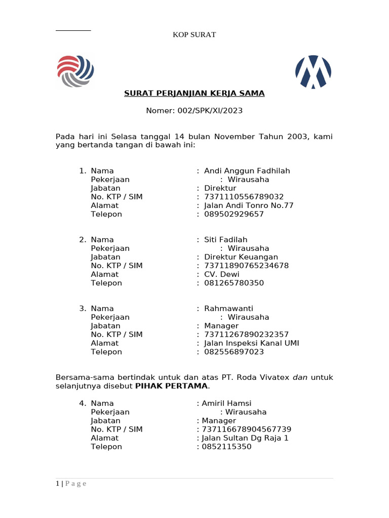 Contoh MOU Kerja Sama Bisnis | PDF