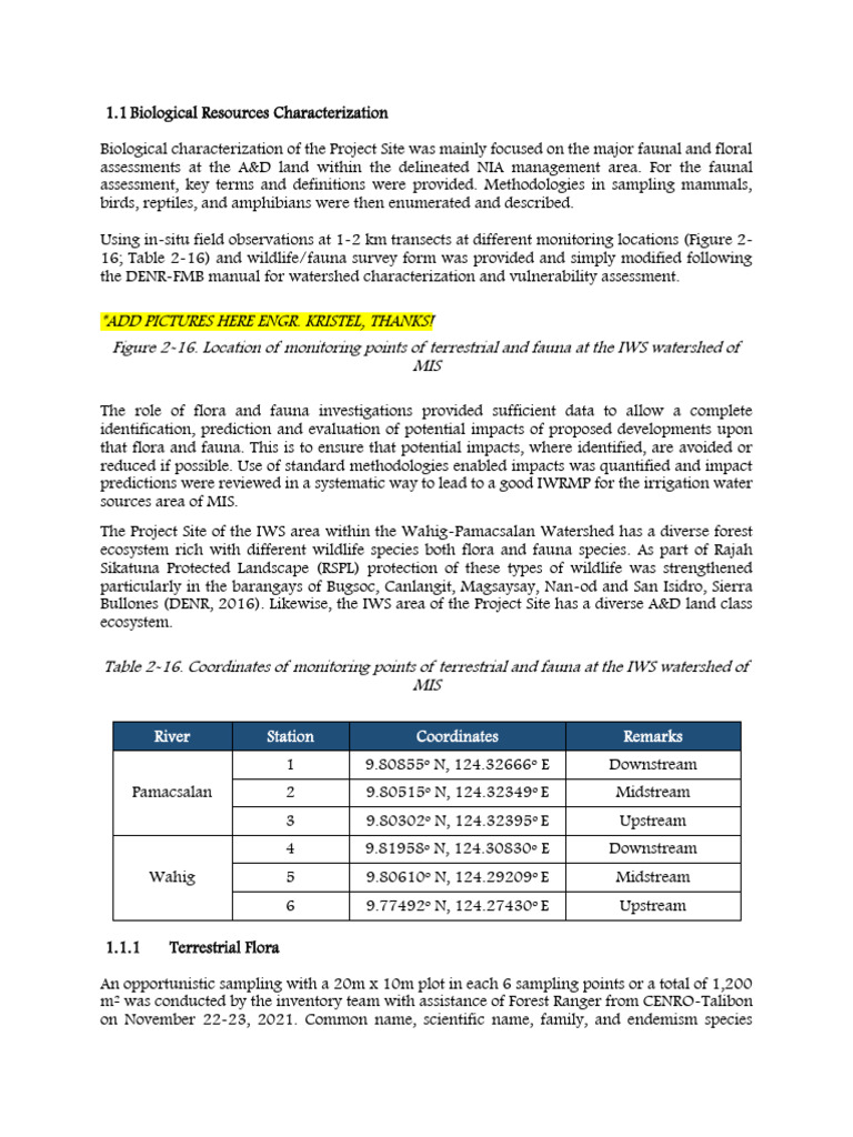 Biological Resources Characterization of Malinao | PDF | Nature ...
