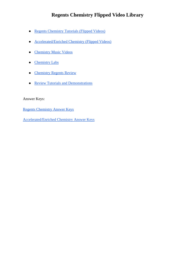 Regents Chemistry (Flipped Videos) | PDF