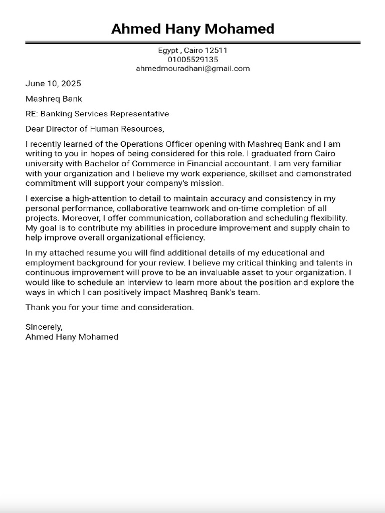 Cover Letter | PDF
