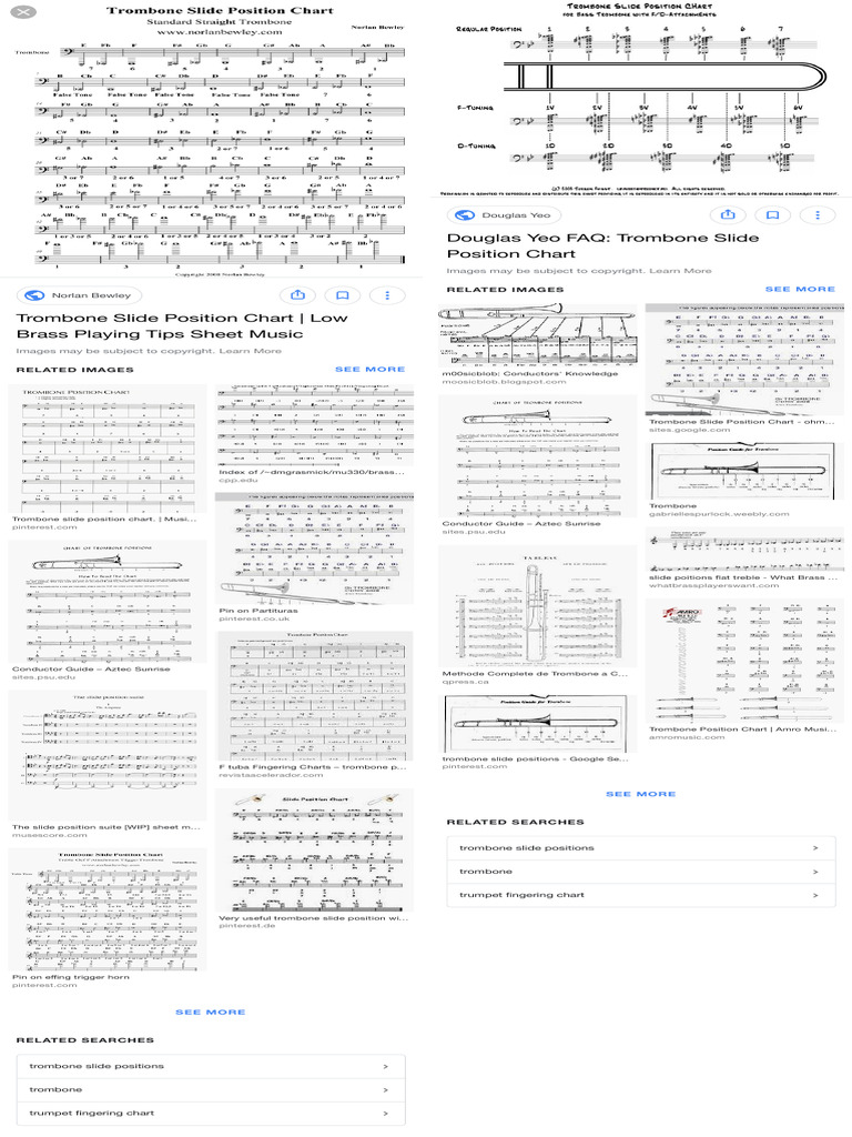 Trombone Slide Chart - Google Search | PDF | Trombone | Brass Instruments