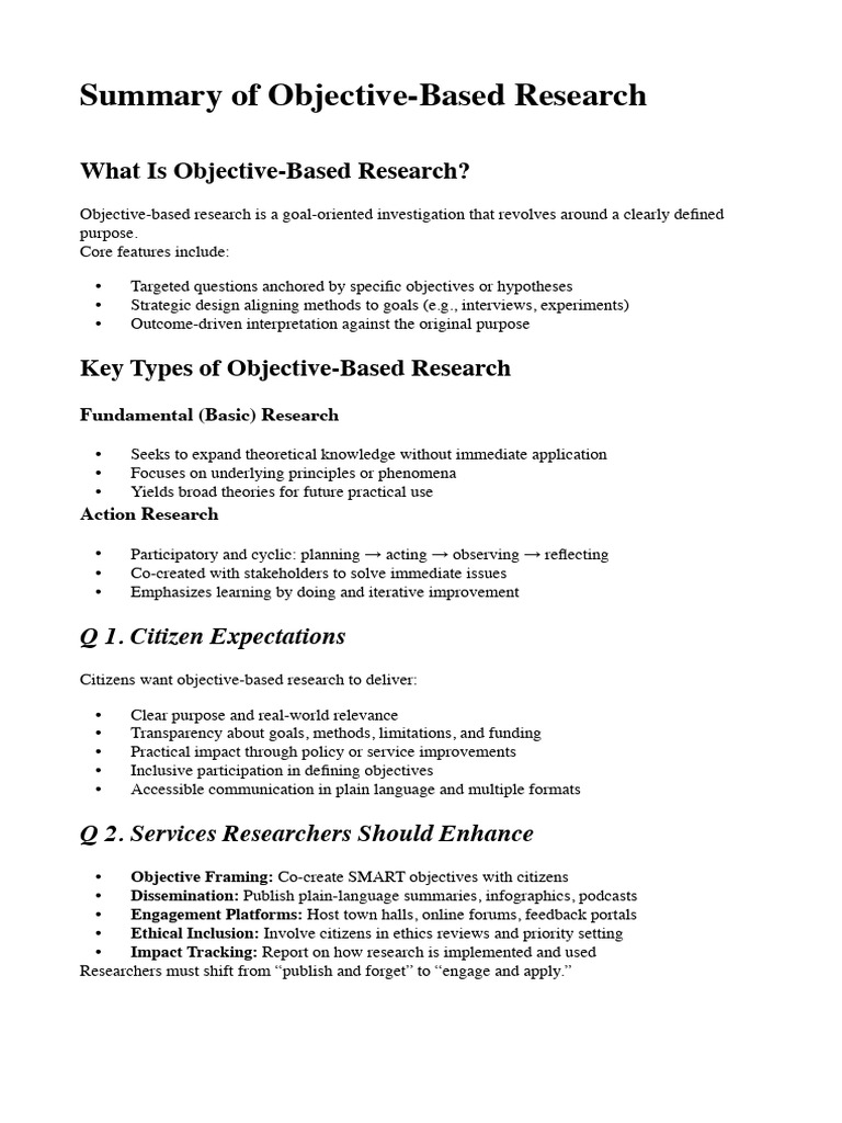 Objective Based Research | PDF | Policy | Cognition