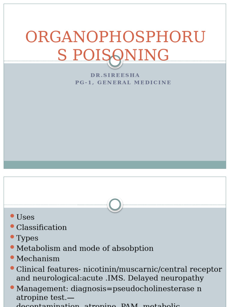 Organophosphorus Poisoning Overview | PDF | Acetylcholine