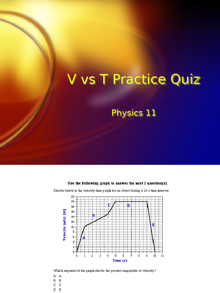 V Vs T Practice Quiz | PDF