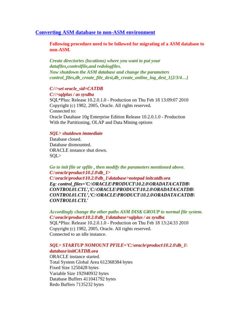 Converting ASM Database To Non | PDF | Data Management Software ...