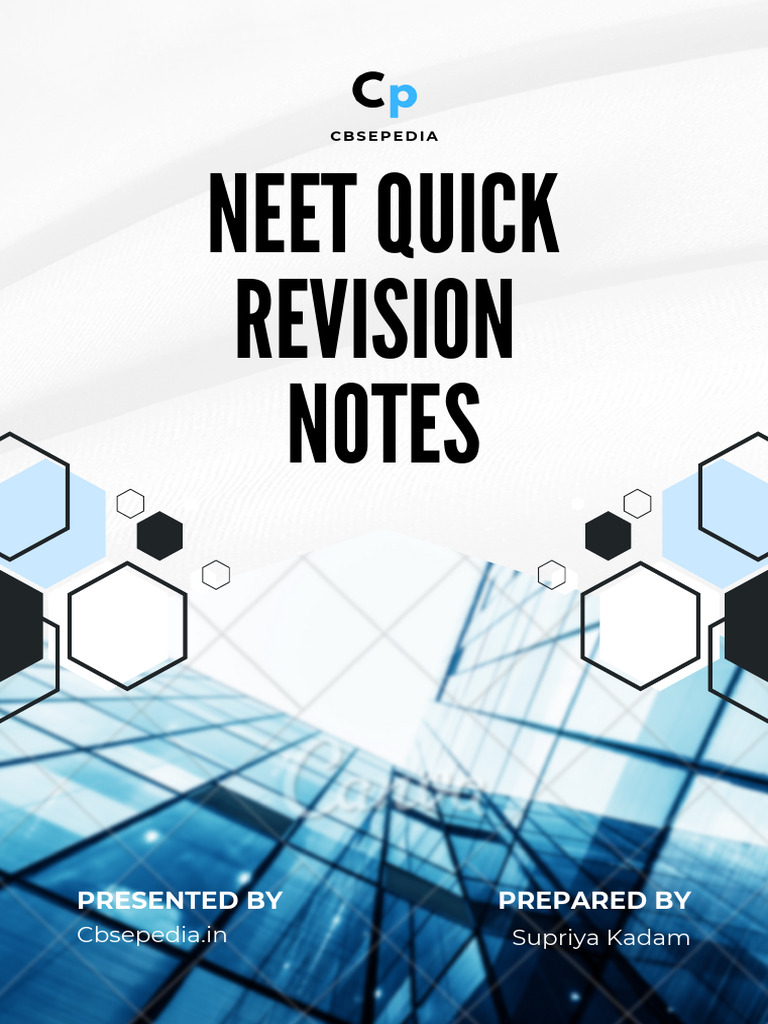 NEET Quick Revision Notes by CBSEpedia | PDF | Force | Euclidean Vector
