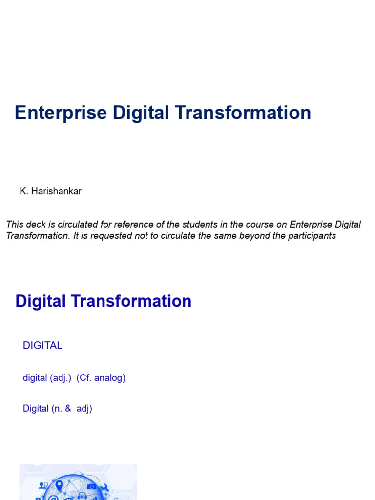 Digital Transformation - Introduction - Session 1 2 | PDF | Enterprise Resource Planning ...
