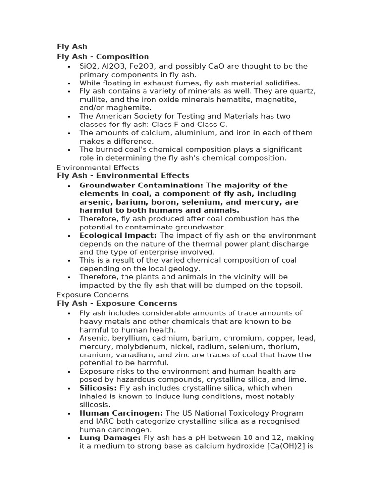 Fly Ash: Composition, Effects, and Uses | PDF | Materials