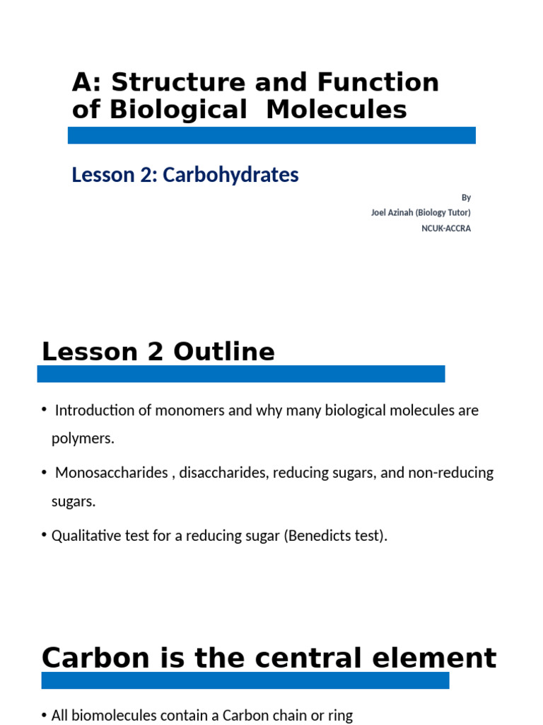 Ncuk Biology Lesson 2 (Carbohydrates 1) | PDF | Carbohydrates ...