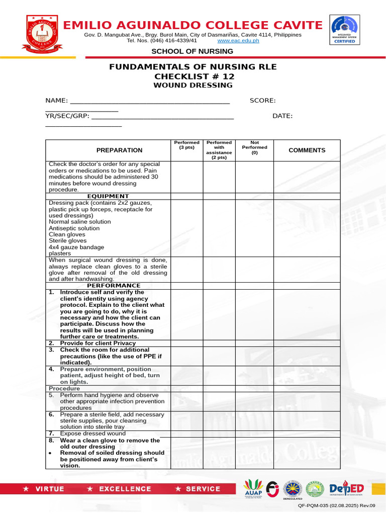 Checklist 12 Wound Dressing | PDF | Wound | Medicine