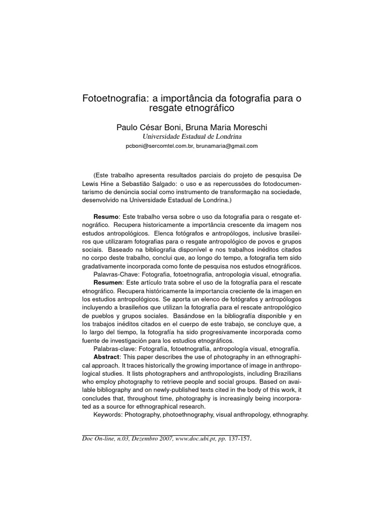 7.1 BONI, Paulo César; MORESCHI, Bruna Maria. Fotoetnografia - A ...