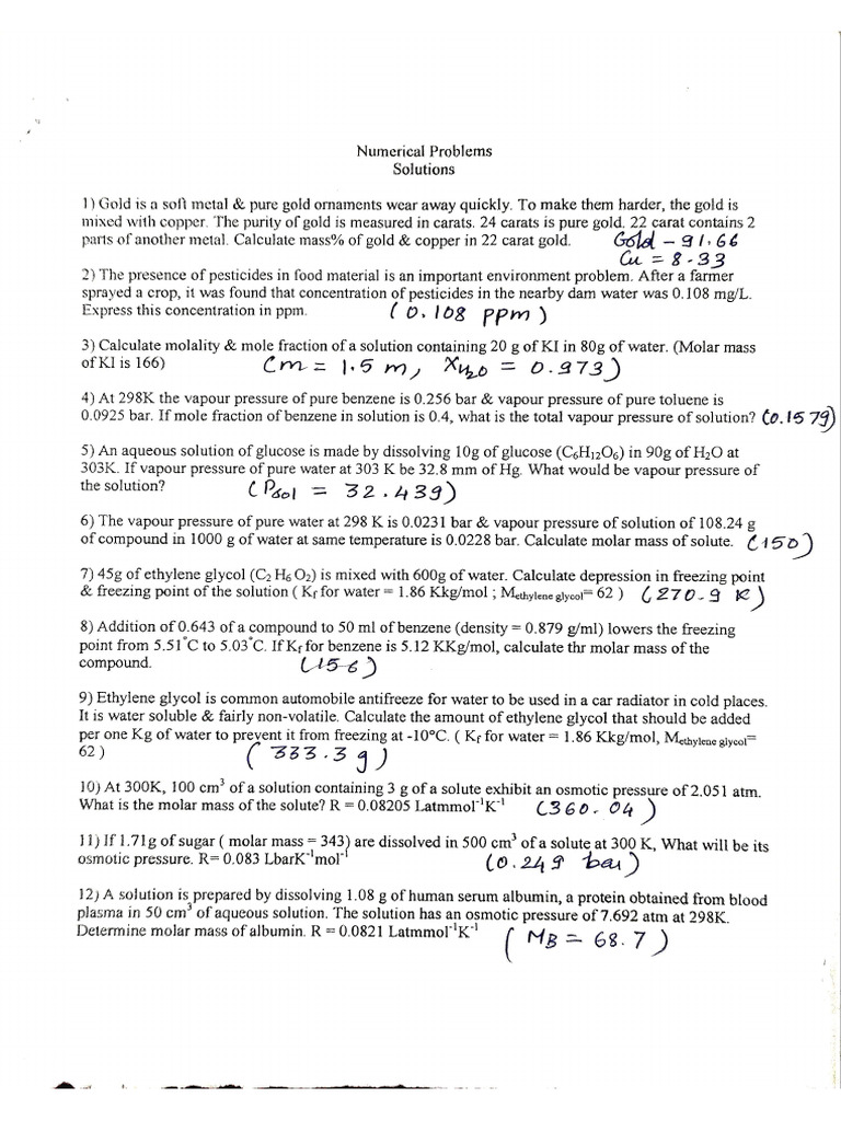 Numericals On Solution | PDF