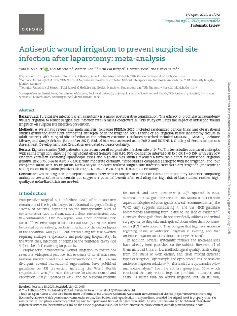 Antiseptic Wound Irrigation To Prevent Surgical Site Infection After ...