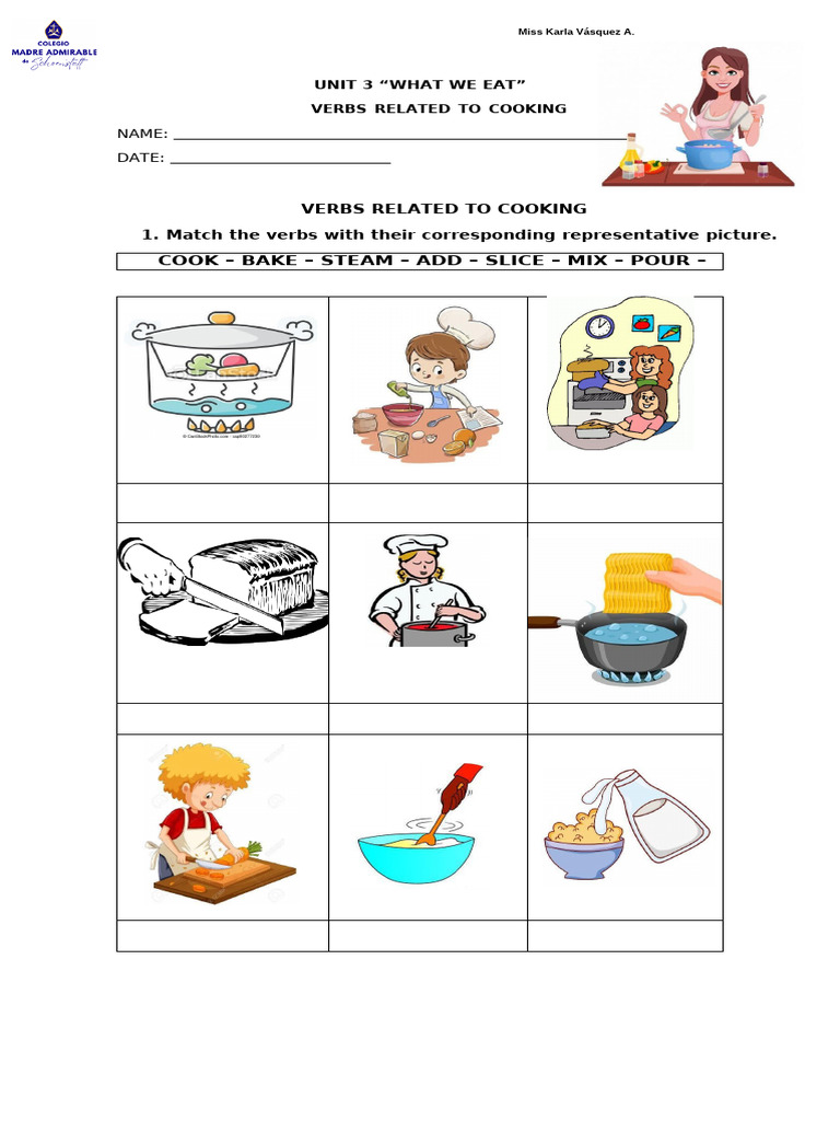 UNIT 3 Verbs Related To Cooking | PDF