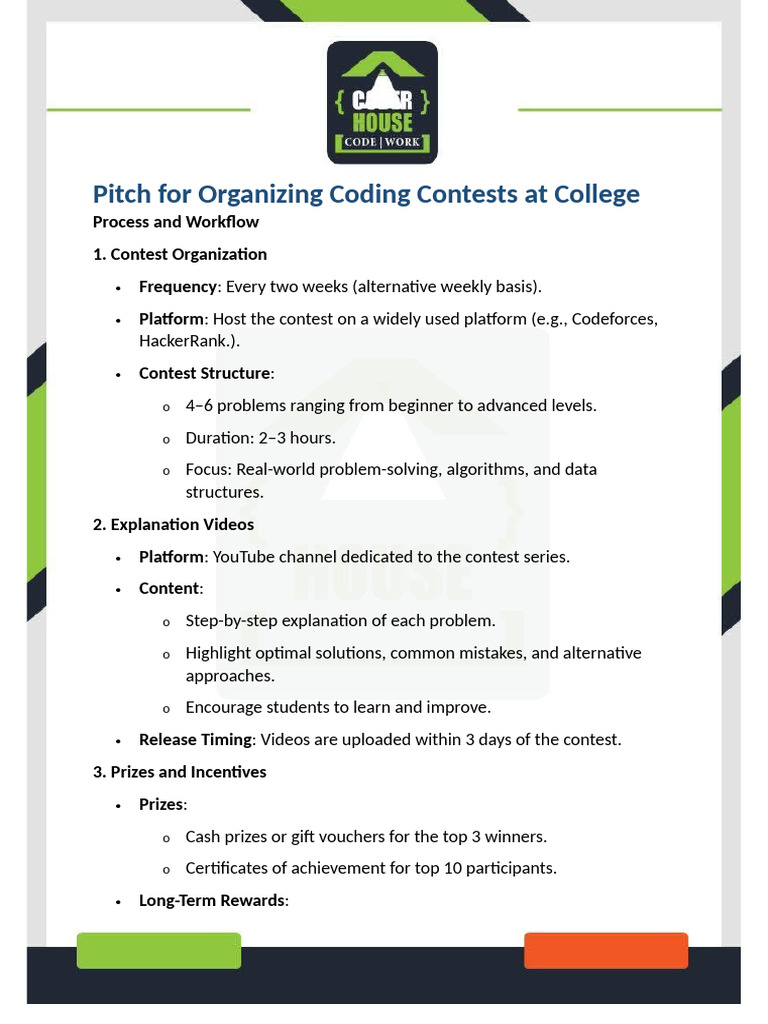 Pitch For Organizing Coding Contests at College | PDF | Mentorship ...