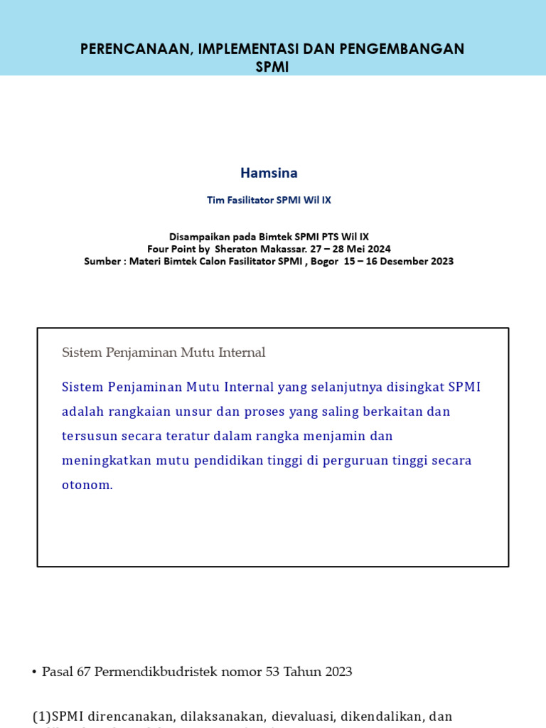 Perencanaan Pelaksanaan Dan Pengembangan SPMI | PDF