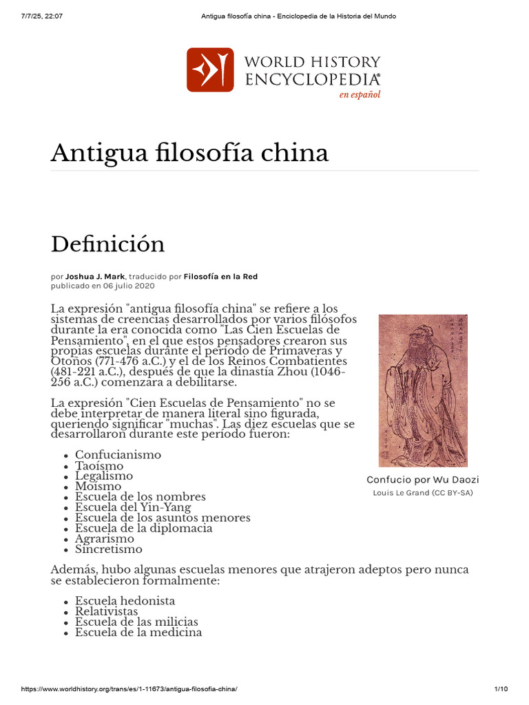 Antigua Filosofía China - Enciclopedia de La Historia Del Mundo | PDF ...