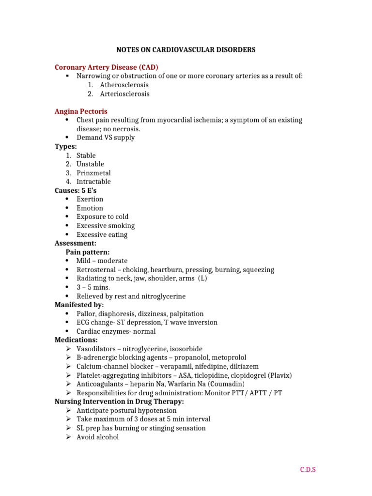 Cardiovascular Disorders Lecture | PDF | Heart | Cardiovascular Physiology