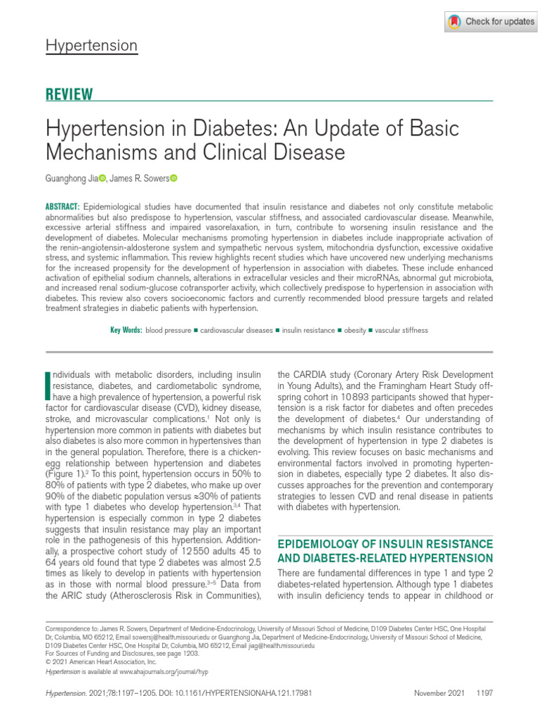 Hypertension in Diabetes Update 2021 | PDF | Hypertension | Diabetes