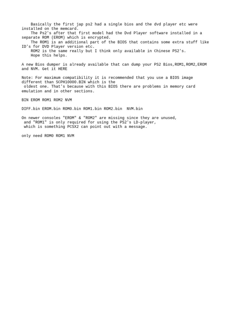 PS2 BIOS and EROM Overview | PDF