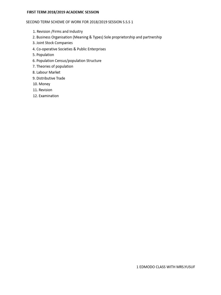 S.S.S 1 Business Studies Scheme 2018 | PDF | Joint Stock Company ...
