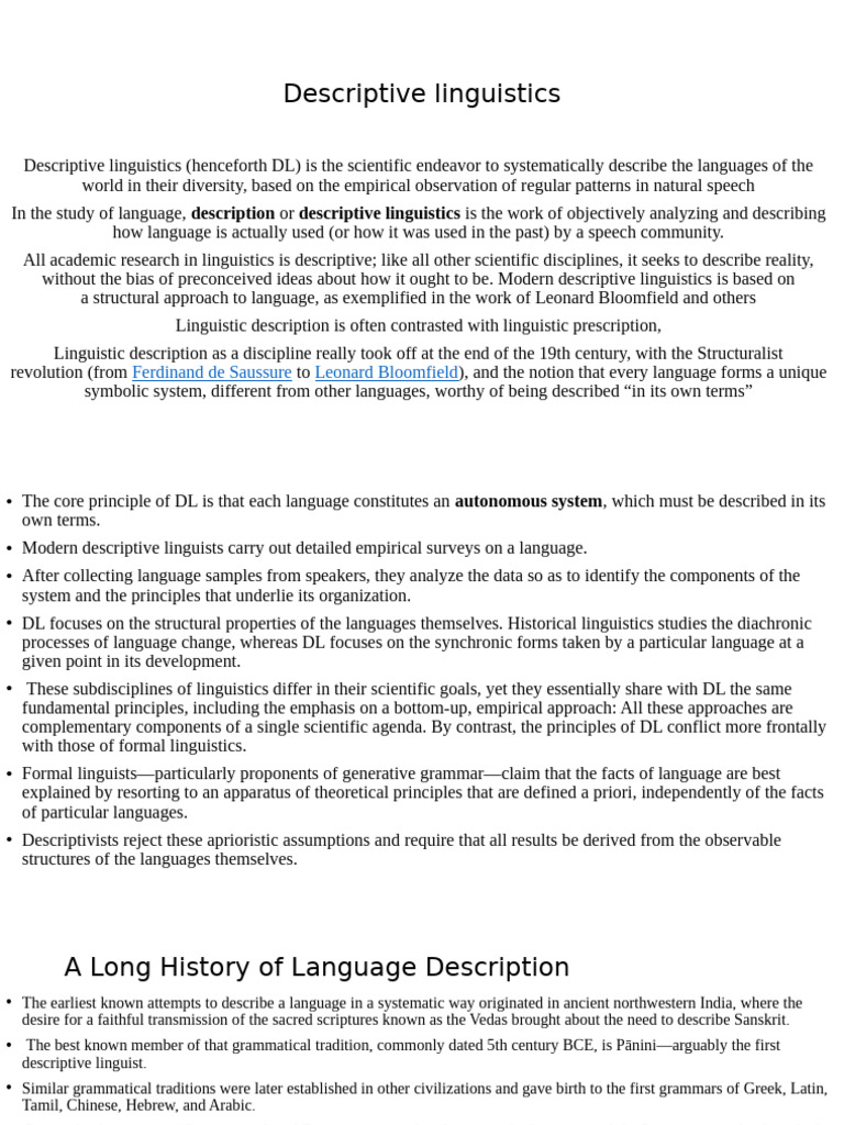 Descriptive Linguitics | PDF | Linguistics | Phoneme